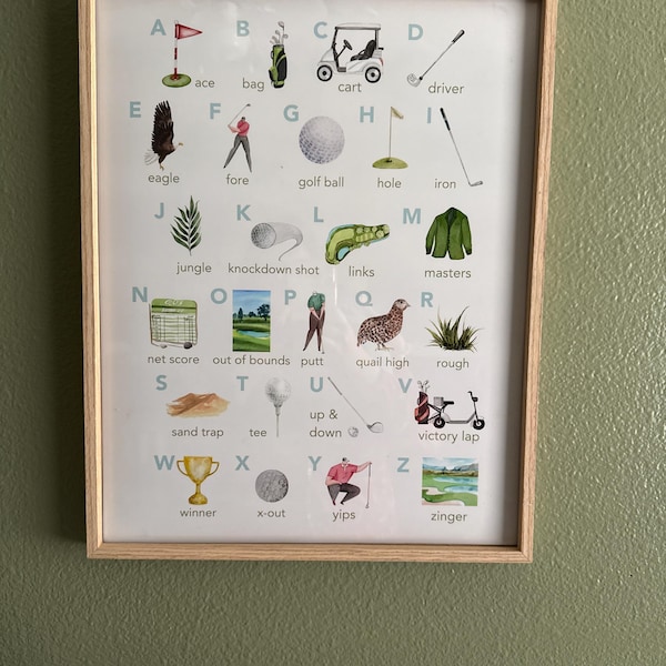 Golf Alphabet Nursery Print, Watercolor Golf Print, Golf Wall Art, Golf ...