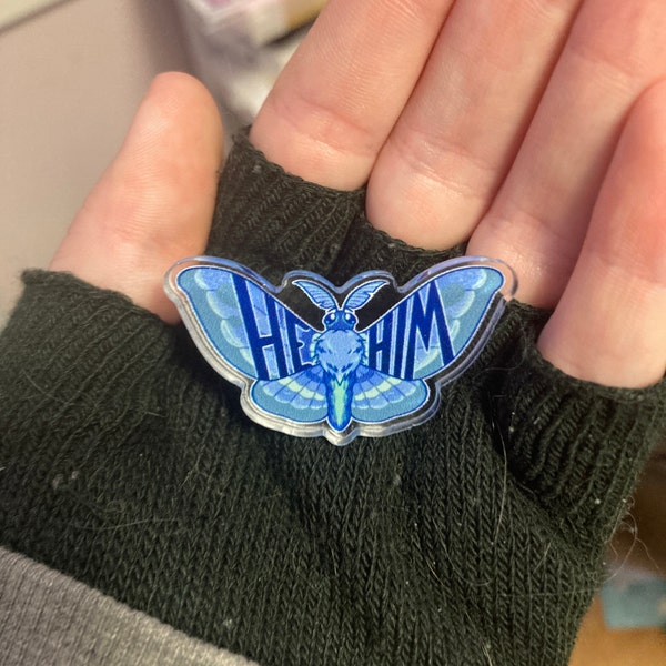 Pronoun Moth Acrylic Pin - Etsy