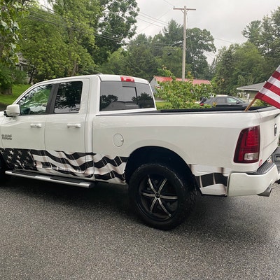 American Flag Rocker Panel Wrap Subdued Grayscale US Flag Graphic Decal ...