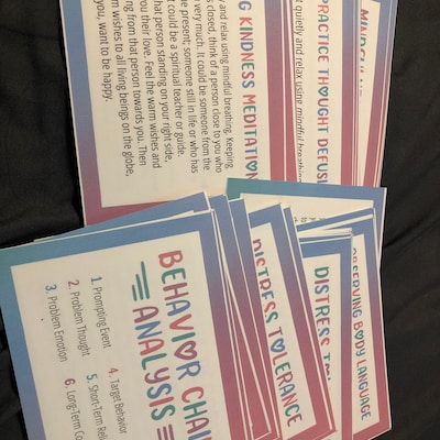 DBT Flash Cards, 44 Printable Cards, Self Help Cards, Coping Skills ...