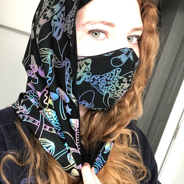 Iridescent Festival Hood | Iridescent Face Mask | Rave Mask | Rave Hood ...