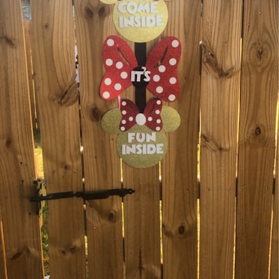 Minnie Mouse Door Sign,minnie Mouse Birthday,pink and Gold Minnie Mouse ...