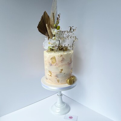 Gold and Cream Bakers Box Cake Decoration Kit Dried Flower - Etsy