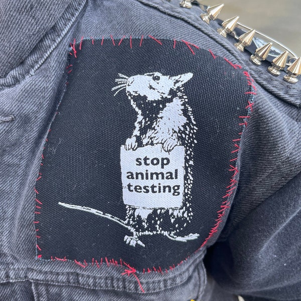 Rat Animal Rights Sew on Patch: Punk Protest Sign, Screen Printed ...