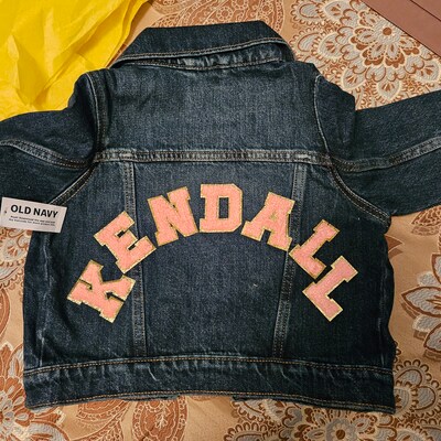 Personalized Custom Jean Denim Name Jacket, Chenille, Letter, Baby ...