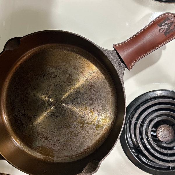 Hand Made/stitched Personalized Leather Handle Cover for Cast Iron Pans ...