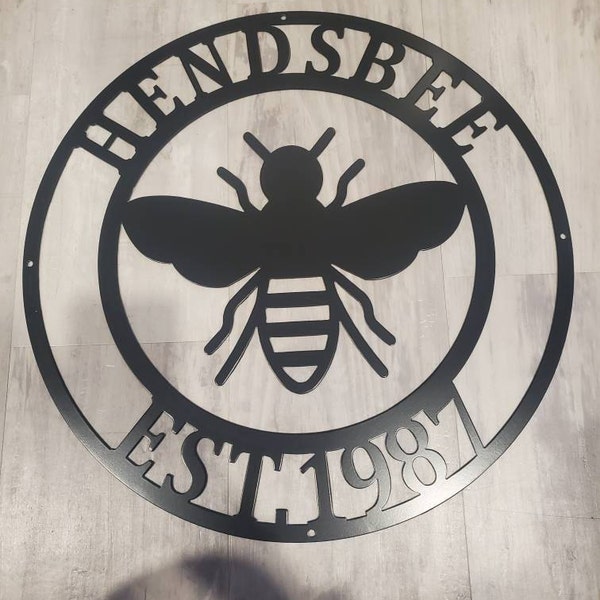 Honey Bee Family Name Established Sign | Custom Metal Sign - Etsy