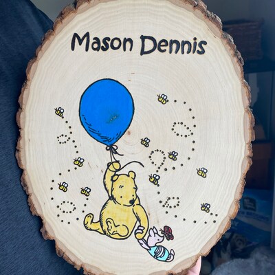 Winnie the Pooh Inspired Wood Burned Personalized Plaque, Personalized ...