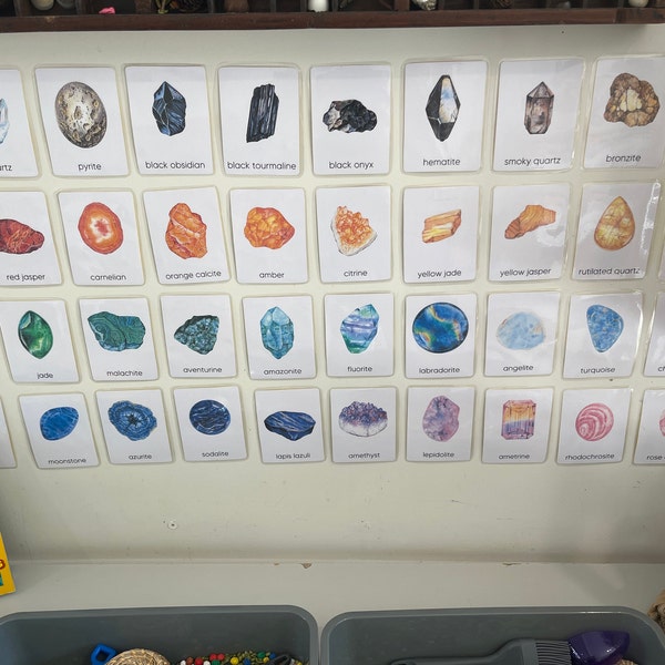 Gemstones Montessori Flashcards: Minerals & Crystals Learning (digital ...