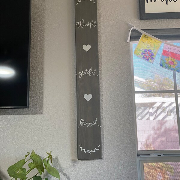 Farmhouse Thankful Grateful Blessed Sign - Choose Your Size & Color ...