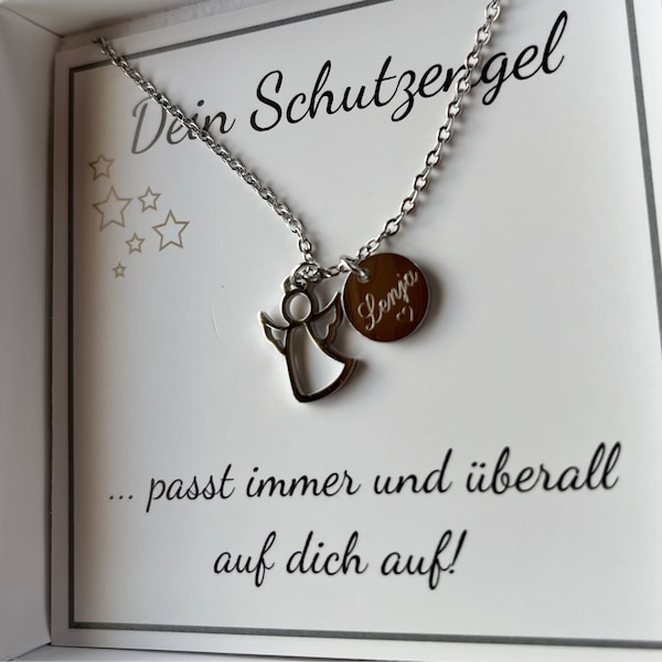Halskette Schutzengel Anhänger | kleiner Engel | Taufkette |Edelstahl| Silber, 18K Gold, Rosé ...