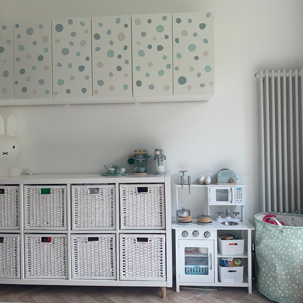 Boho Polka Dot Wall Stickers, Bohemian Style Neutral Rainbow Hand Drawn ...