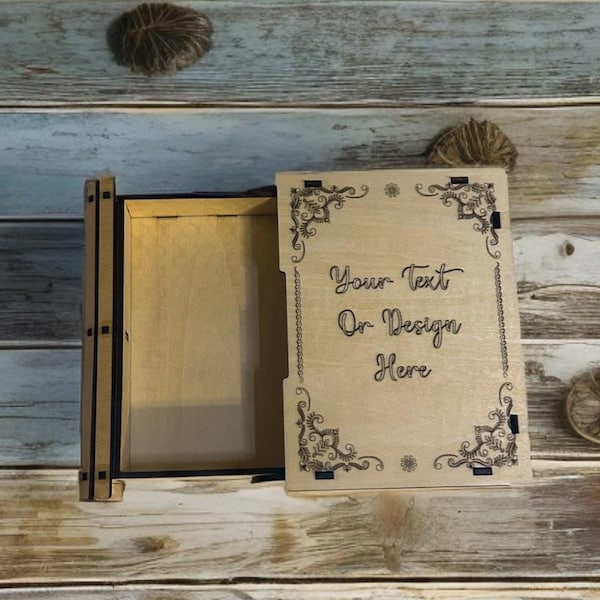 Slider Book Box Laser Cut Svg Files, Wood Gift Slider Book Box, Vector ...