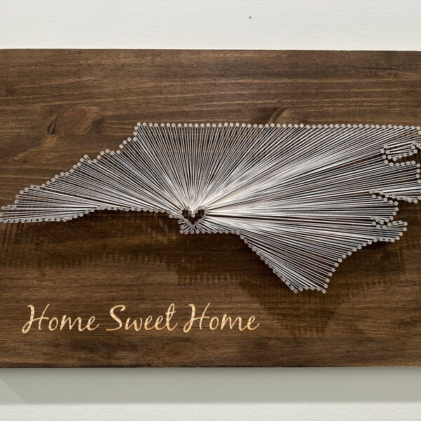 North Carolina String Art, Custom Location Sign, Rustic Home Decor - Etsy