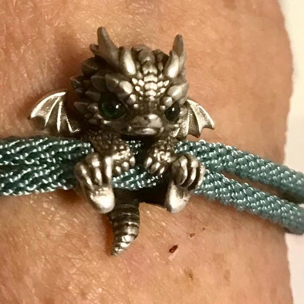 Handcrafted Sterling Silver Dragon Bracelet,dragon Baby Bead,friendship ...