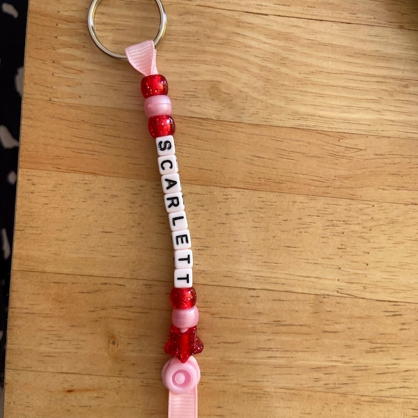 Personalised Beaded Blue Keyring, Handmade Keychain, End of Term ...