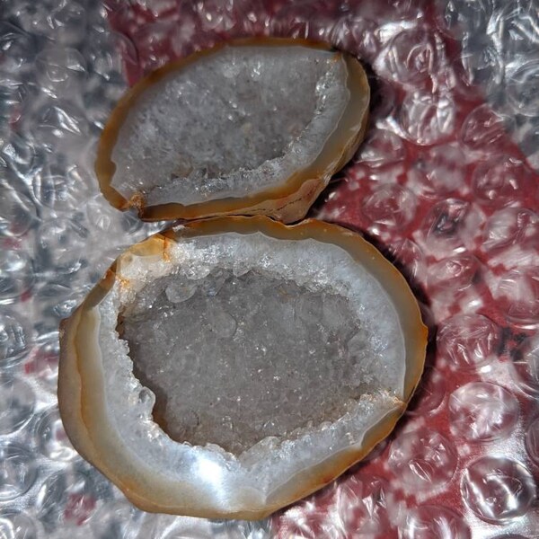 3.96 Oz. Geode Cut in Half. Geode Pair. Polished Geode With Quartz ...