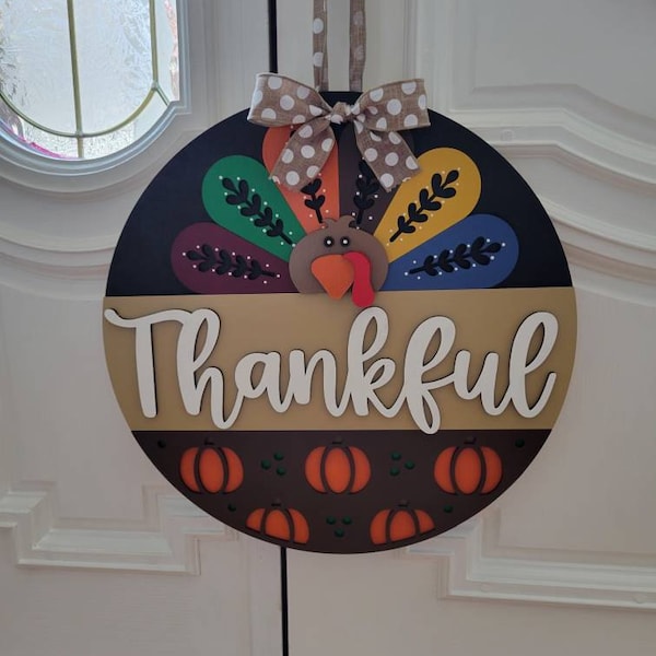 Thankful Turkey DIY Door Hanger Kit – Laser Cut Wood Sign - Etsy