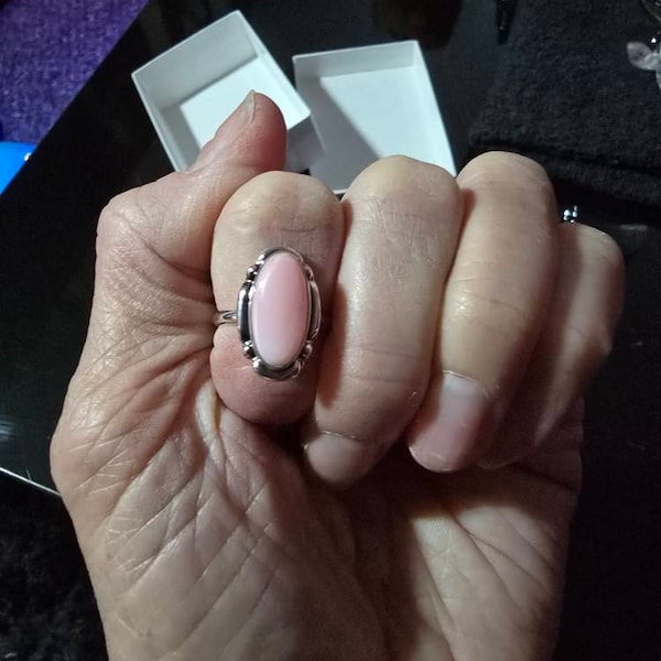 Oval Pink Conch Shell Ring/sterling Silver Queen Conch Shell Ring/conch ...