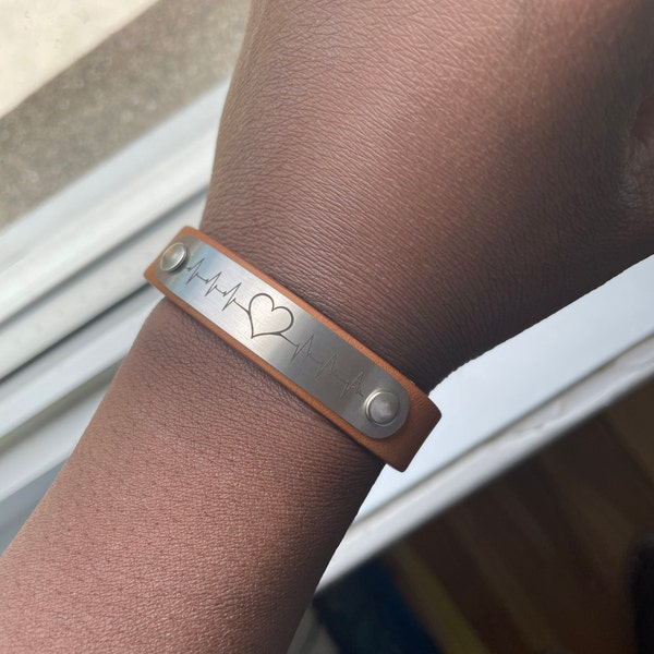 Heart Beat Bracelet, Pulse Bracelet, Leather Custom Bracelet, Heart ...