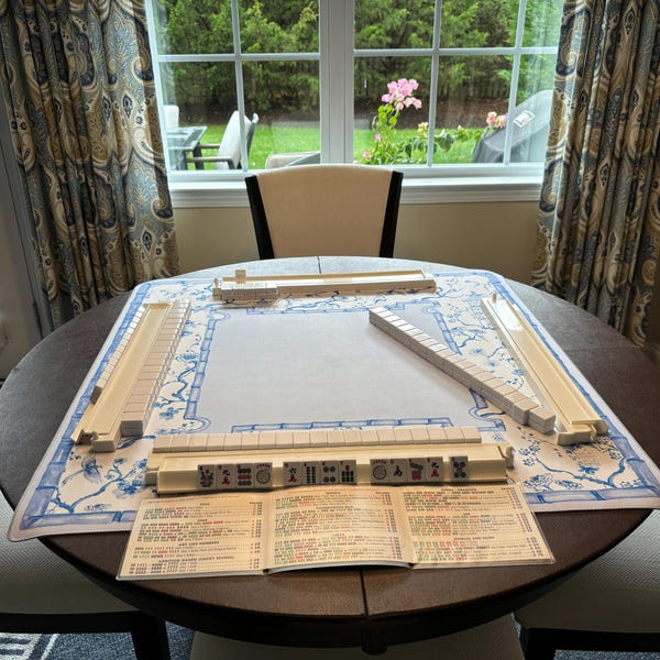 Chinoiserie Mahjong Mat, Blue and White Neoprene Mahjongg Mat, Blue ...