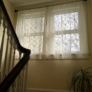 TINA Vintage Patterned Dark Ivory Net Tulle Lace Curtain Full Lenght ...