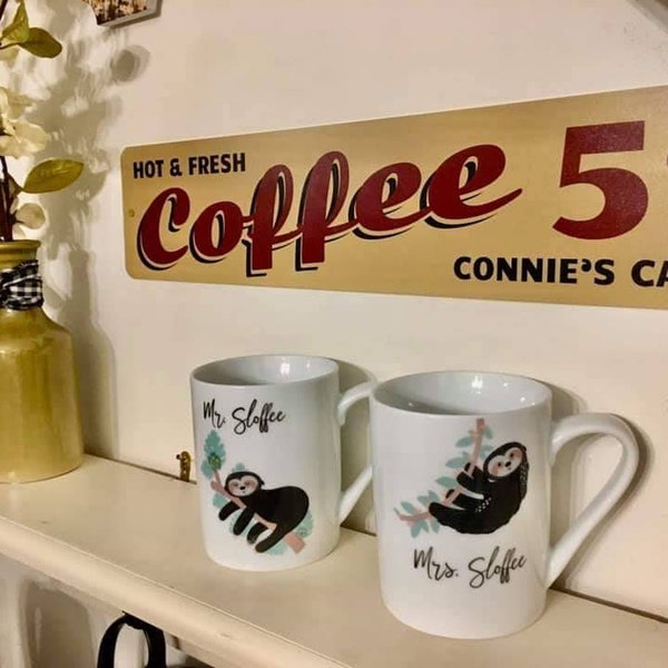 Hot & Fresh Coffee Sign, Personalized Coffee House 5 Cents Sign, Custom ...