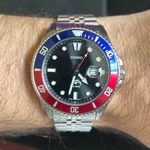 Casio MDV106B-2AVCF, PEPSI, Duro, Men's Silver S/steel Watch, 200-meter ...