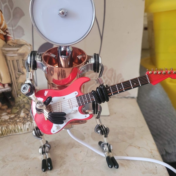 Bass Guitar Player Table Lamp|electric Bassist Desk Lamp|steampunk ...