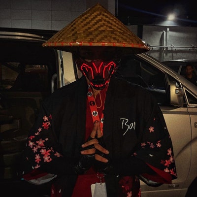 Glowing Cyberpunk Samurai Wolf Mask Samurai Wolf Mask Wolf Mask Cyber ...