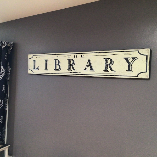 Antique Style the Library Wood Sign - Handmade Rustic Wooden Decor - Etsy