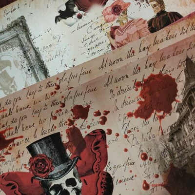 16 Pg DREADED RED HALLOWEEN Gothic Themed Collage Digital - Etsy Canada