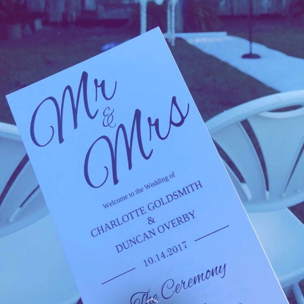 Mr & Mrs Printable Wedding Program Template, Black + White Ceremony ...