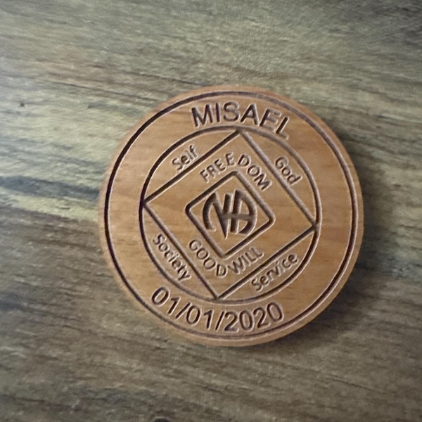 Personalized Wooden Narcotics Anonymous Medallion, NA Birthday Tokens ...