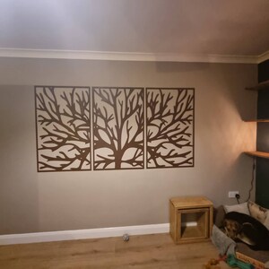 Modern 3 Panel Set Art, Tree of Life Branches, Wooden Wall Art, Hanging ...