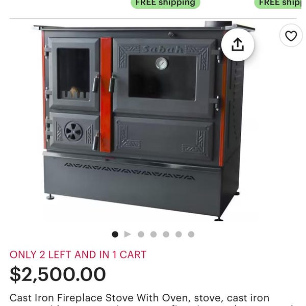 Enamel Coated 100 Percent Cast Iron Wood Burning Stove, Cooker Stove ...