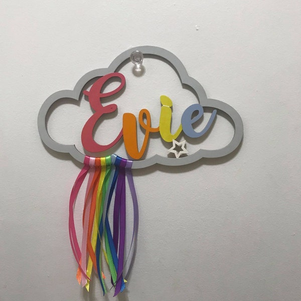 Personalised Rainbow Name Cloud -door Sign - Bedroom Nursery Sign - Etsy