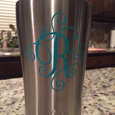 Initial Decal Monogrammed Decal Initial Sticker Elegant Initial Tumbler ...