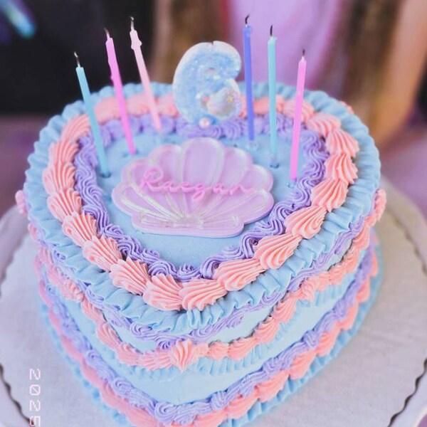 Iridescent Mermaid Shell Cake Topper | Custom Matte Colors | Under the ...