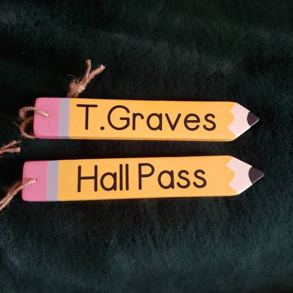 Personalized Teacher Pencil Wood Pencil Hall Pass Classroom Hall Pass ...