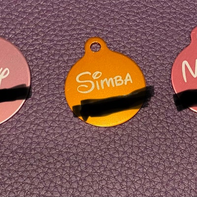 Custom Engraved CIRCLE Pet Tag Dog Cat ID Name Animal DISNEY 10 Colors ...