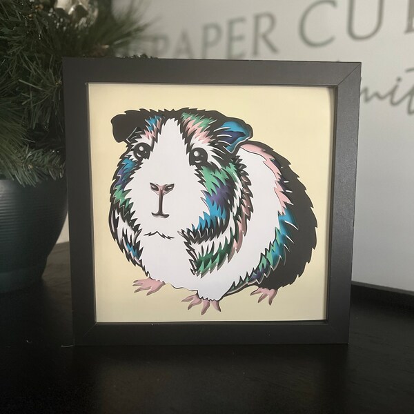 Guinea Pig 3D Shadow Box SVG, Layered Cardstock Papercut Art (digital ...