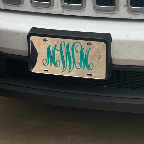 Monogram License Plate Chrome, Monogram Car Tag, Chrome Monogram ...