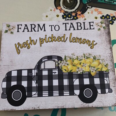 Fresh Picked Lemons Wooden Block Sign Farm to Table Lemons - Etsy