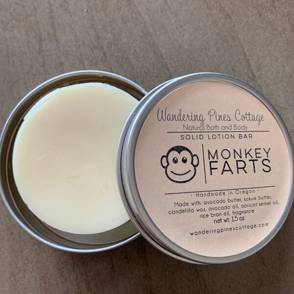 Monkey Farts Scented Lotion in a Tin, Solid Lotion Bar, Hand and Body ...