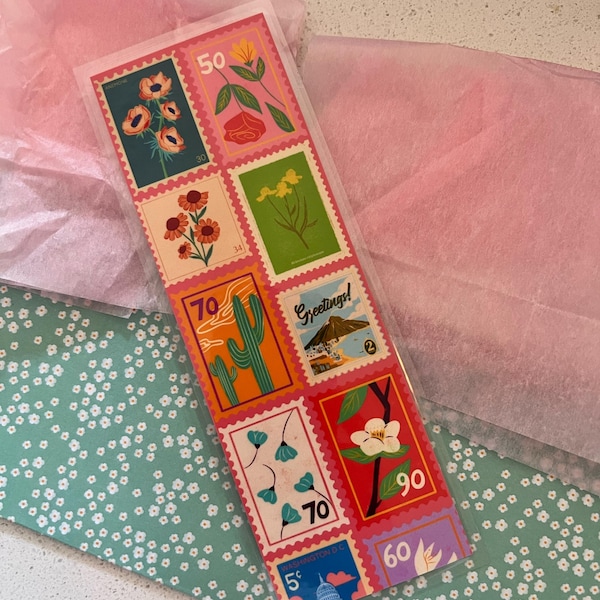 Vintage Nature Stamp Bookmark Flower Autumn Garden Butterfly Travel ...