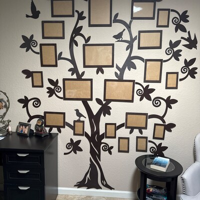 Tree Wall Decor, Family Tree Wall Art, Wooden Family Tree With Photo ...