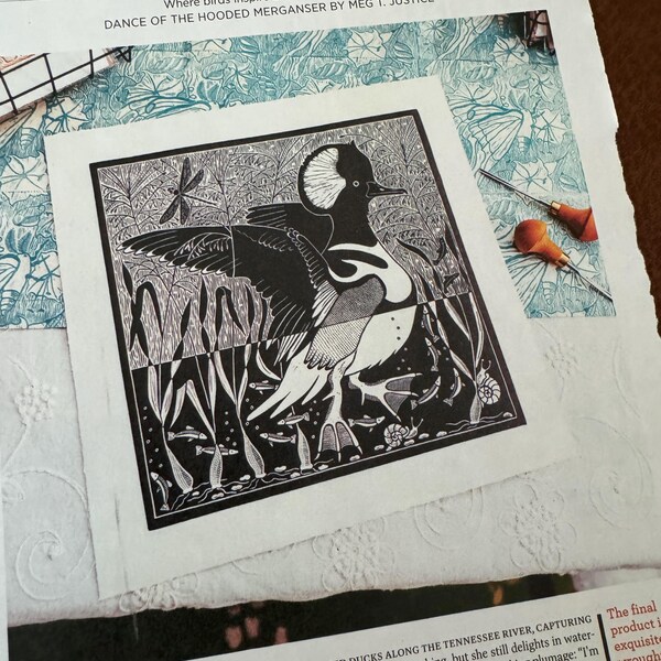 The River Ballet Linocut in Blue,otter Linocut,kingfisher Linocut ...