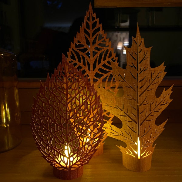 Fall Leaves Svg Lantern Template, Autumn 3d Papercut, Paper Lantern Svg ...