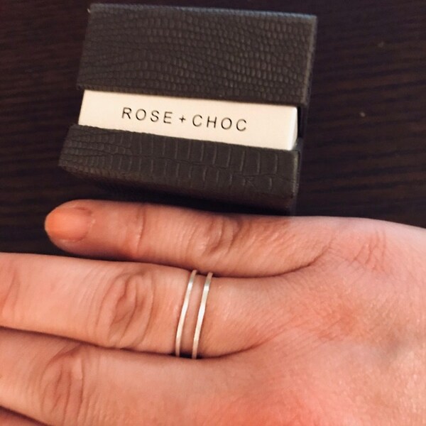 925 Sterling Silver Open Ring, Rose and Choc Ring, Double Ring ...